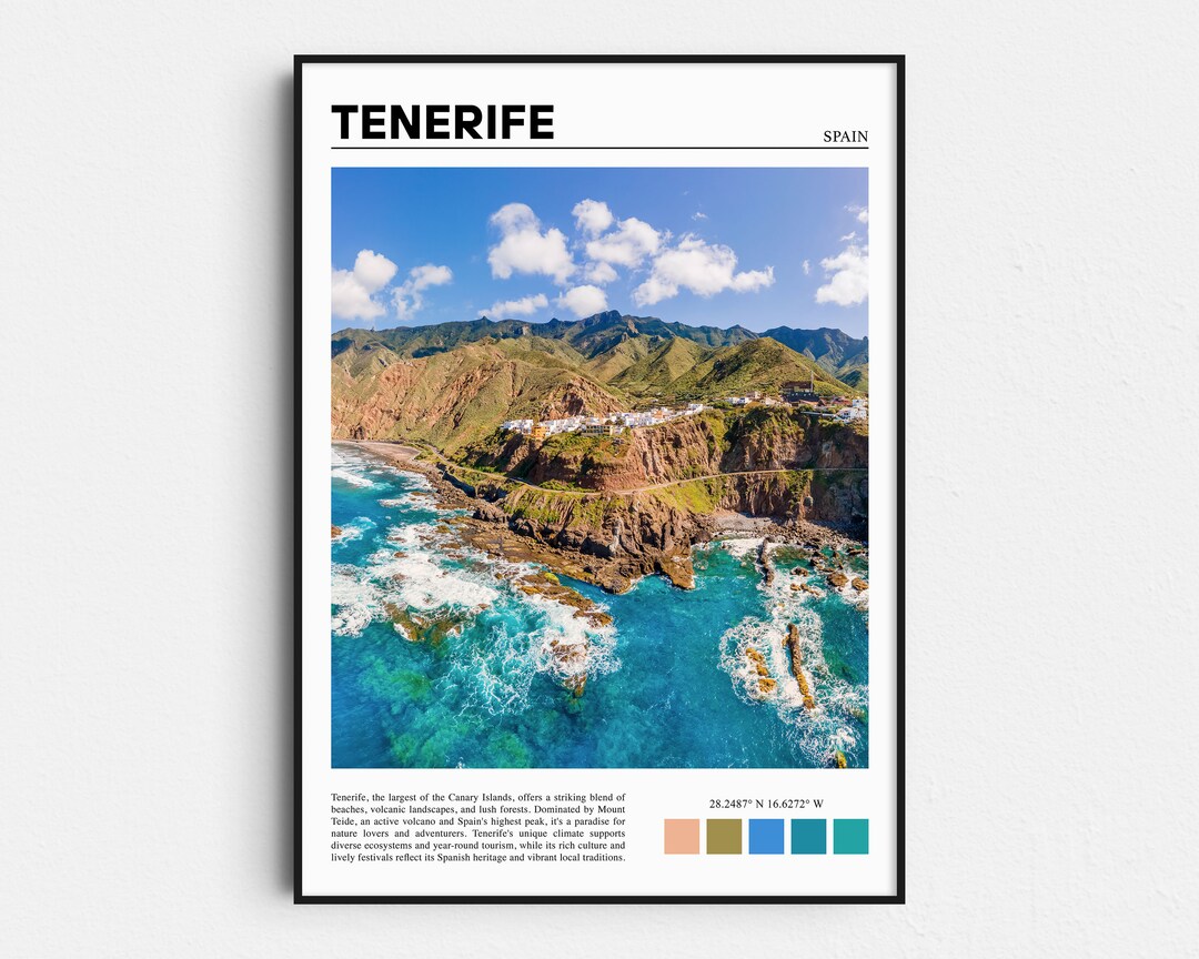 Tenerife Print, Tenerife Poster, Tenerife Wall Art, Tenerife Travel ...