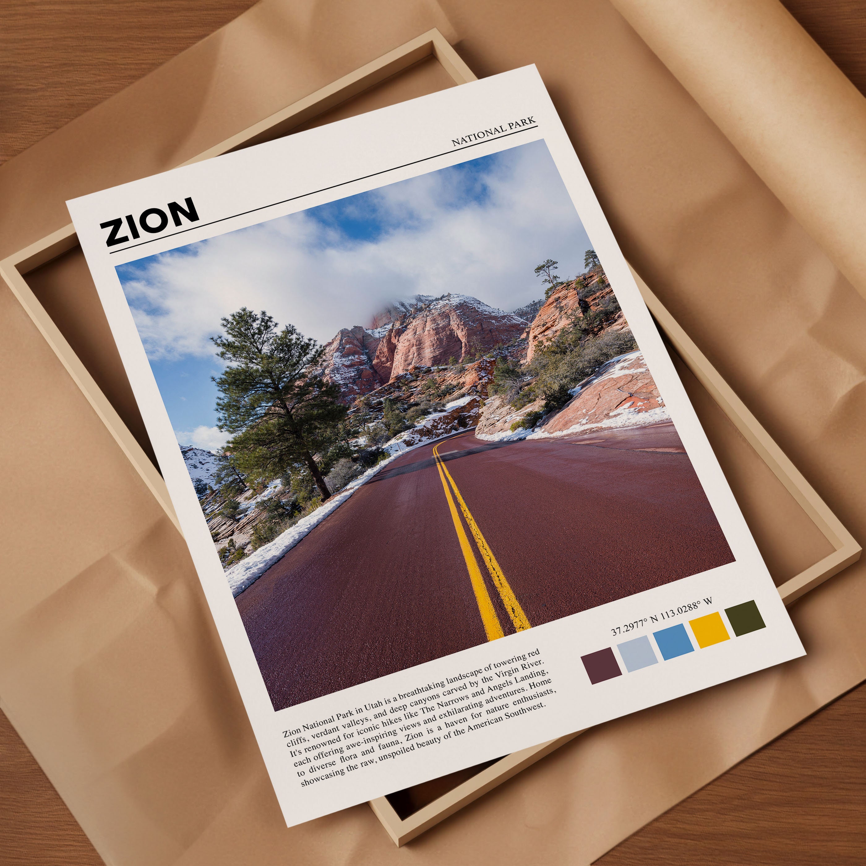 Zion National Park Poster, Zion Print, Zion Poster, Zion National Park ...