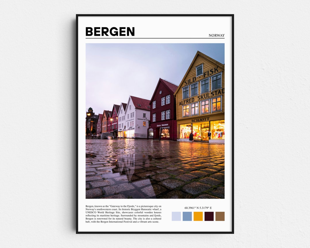 Bergen Print, Bergen Poster, Bergen Wall Art, Bergen Art Print, Bergen ...