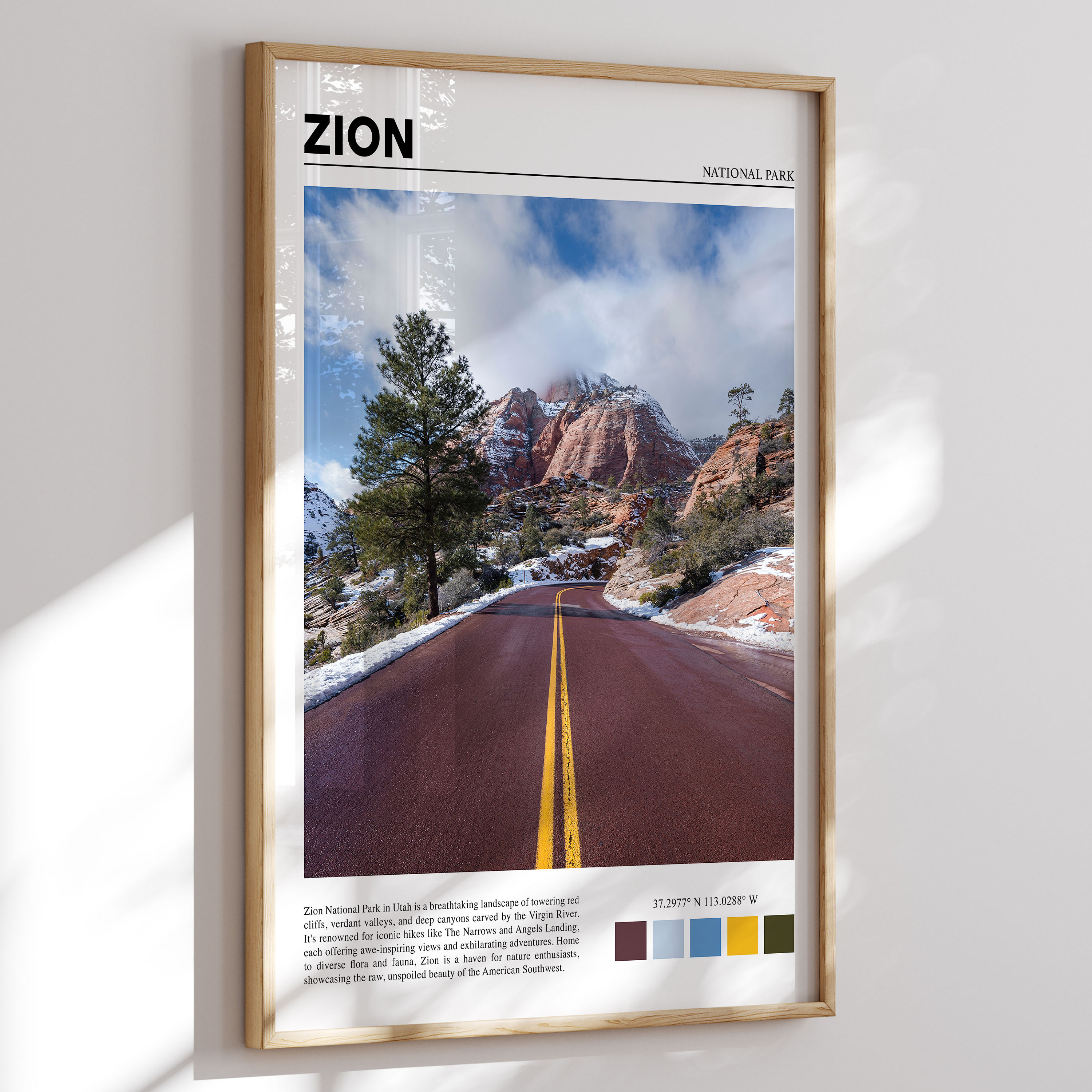 Zion National Park Poster, Zion Print, Zion Poster, Zion National Park ...