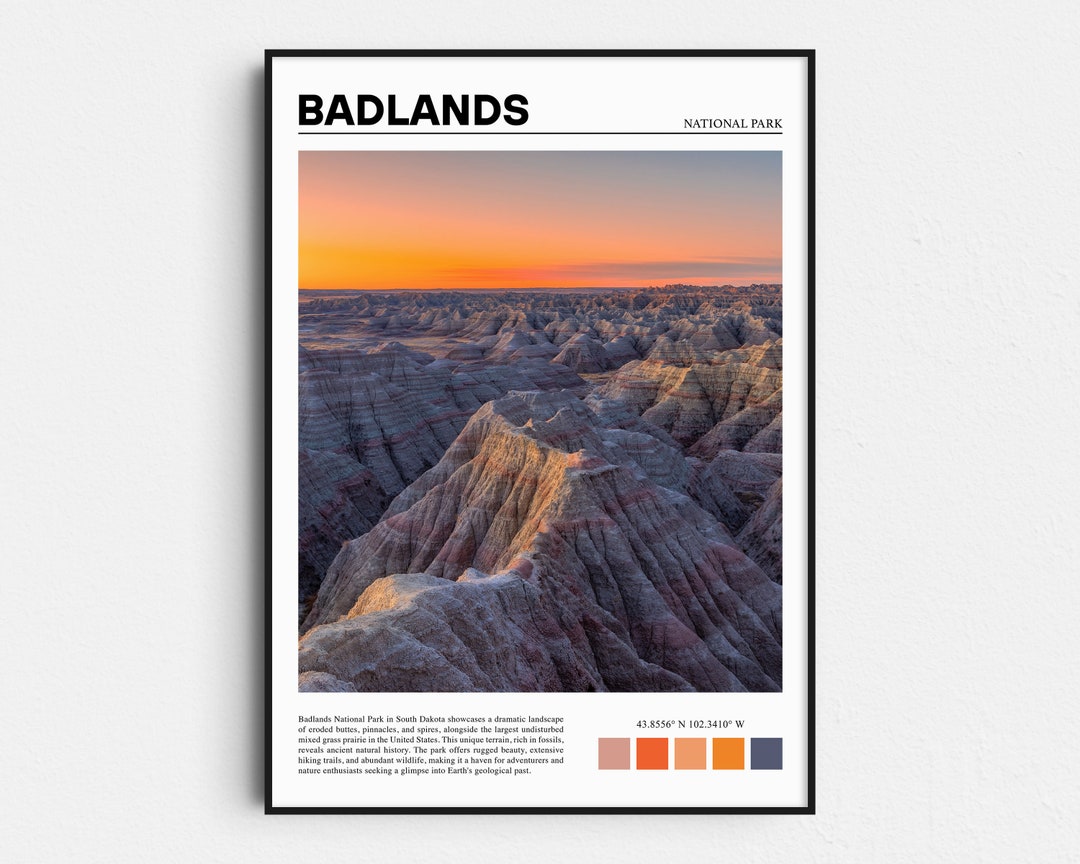 Badlands National Park Print, Badlands Print, Badlands Poster, Badlands ...