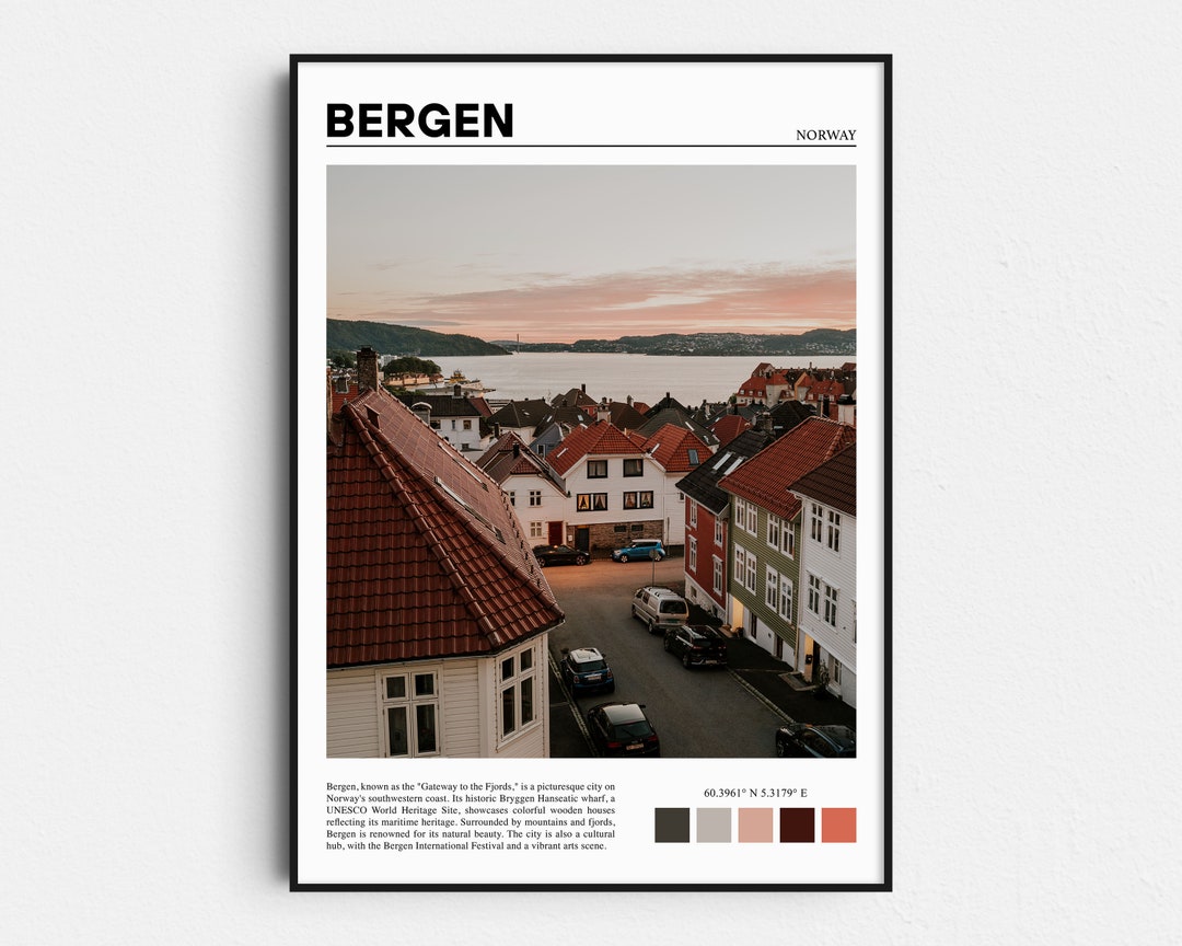 Bergen Print, Bergen Poster, Bergen Wall Art, Bergen Art Print, Bergen ...