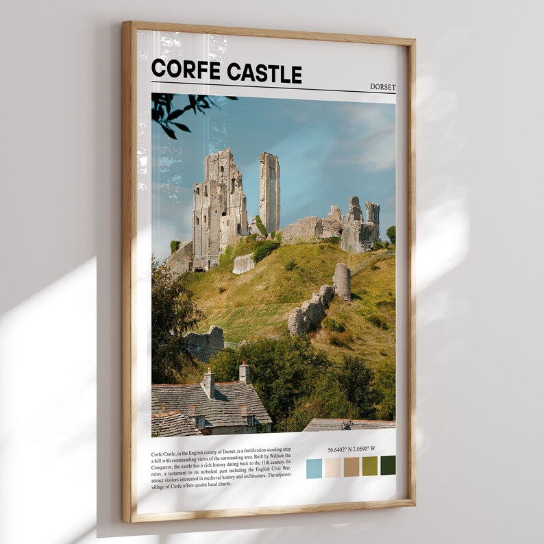 Corfe Castle Art Print, Corfe Castle Poster, Dorset, Wall Art, Corfe ...