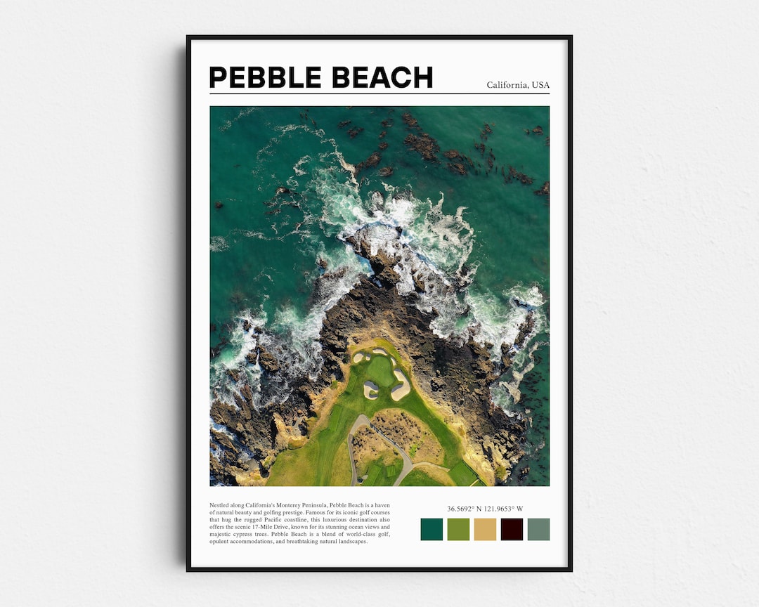 Pebble Beach Print, Pebble Beach Poster, Pebble Beach Art, Pebble Beach ...