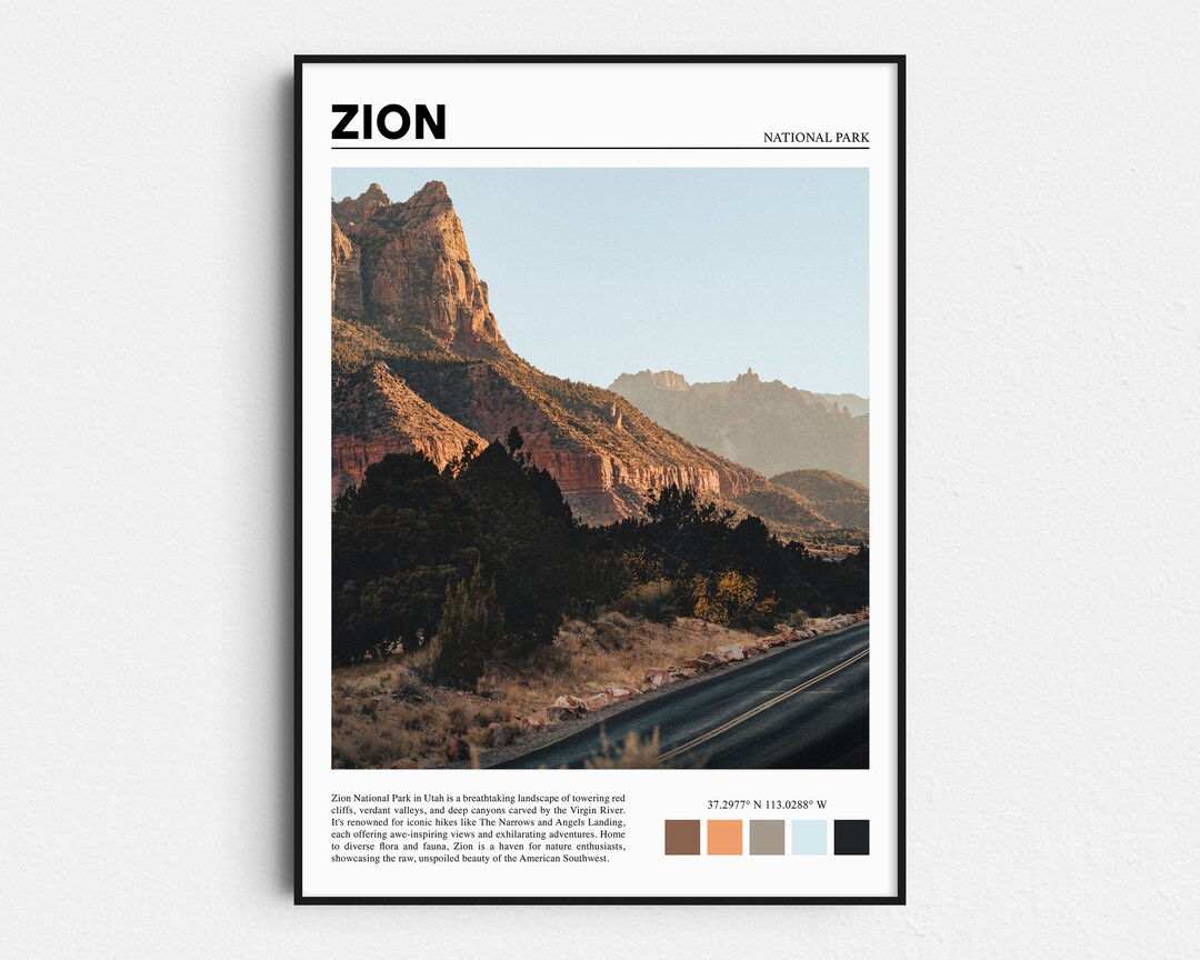 Zion National Park Poster, Zion Print, Zion Poster, Zion National Park ...