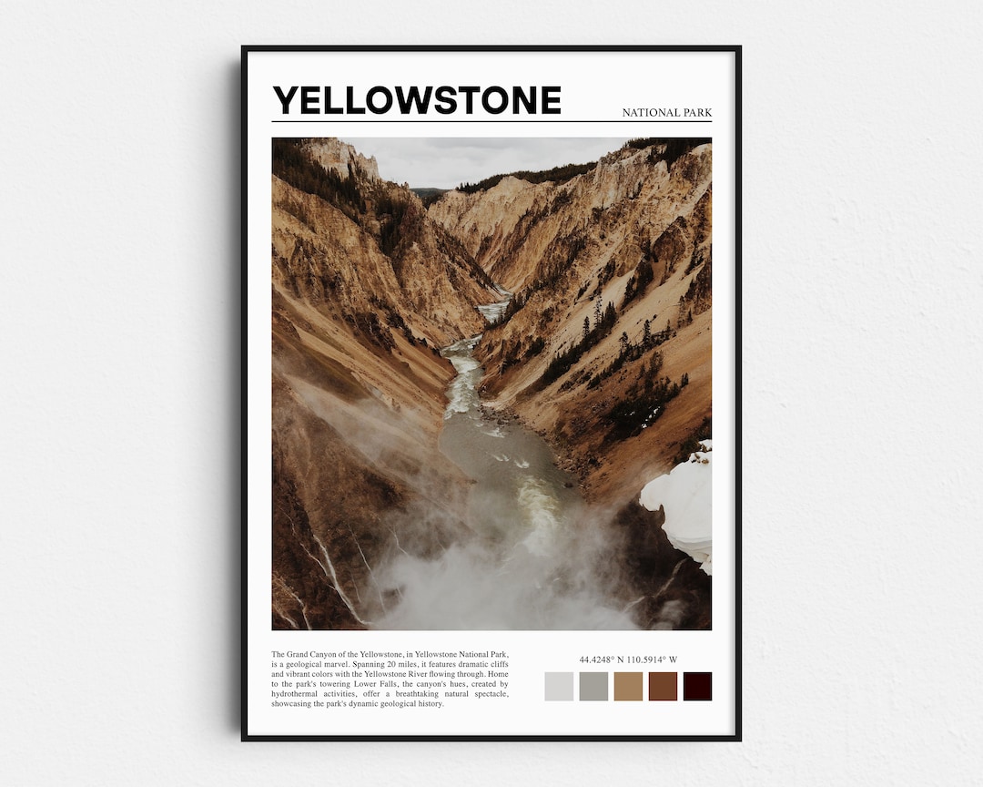 Yellowstone National Park Print, Yellowstone Wall Art, Yellowstone ...