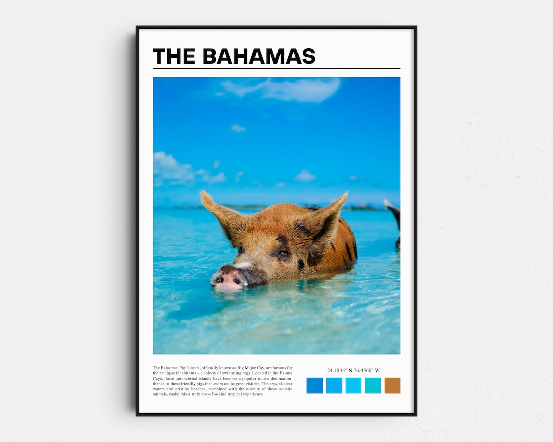 The Bahamas Print, Pig Beach Island, the Bahamas Art, the Bahamas ...