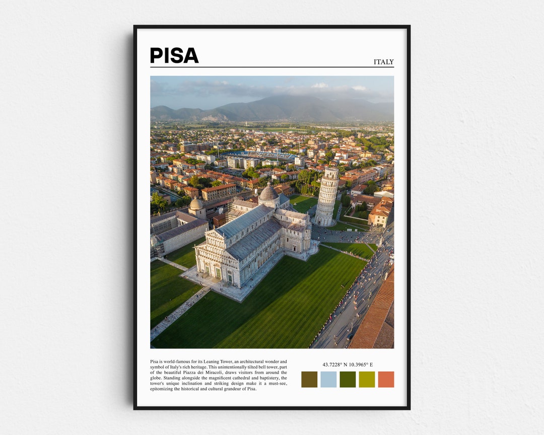 Pisa Print, Leaning Tower of Pisa Wall Art, Italy, Travel Poster ...
