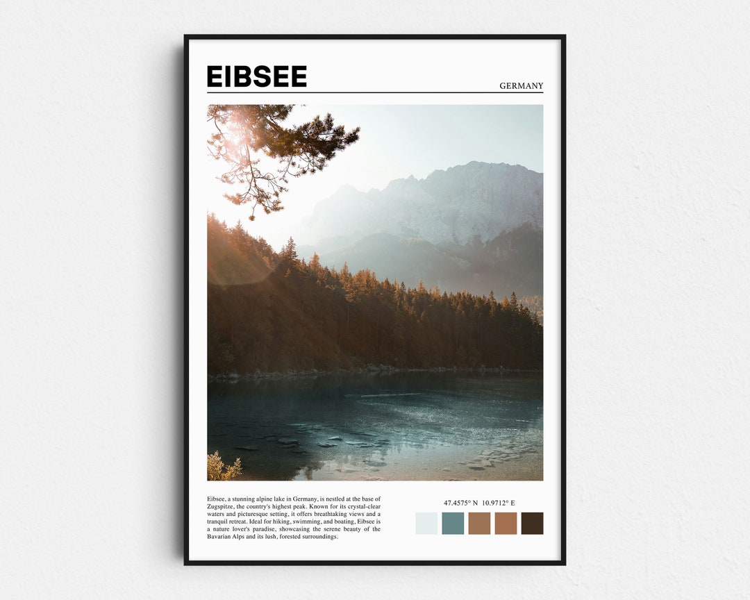 Lake Eibsee, Bavaria, Germany, Landscape Photography, Home Office Decor ...