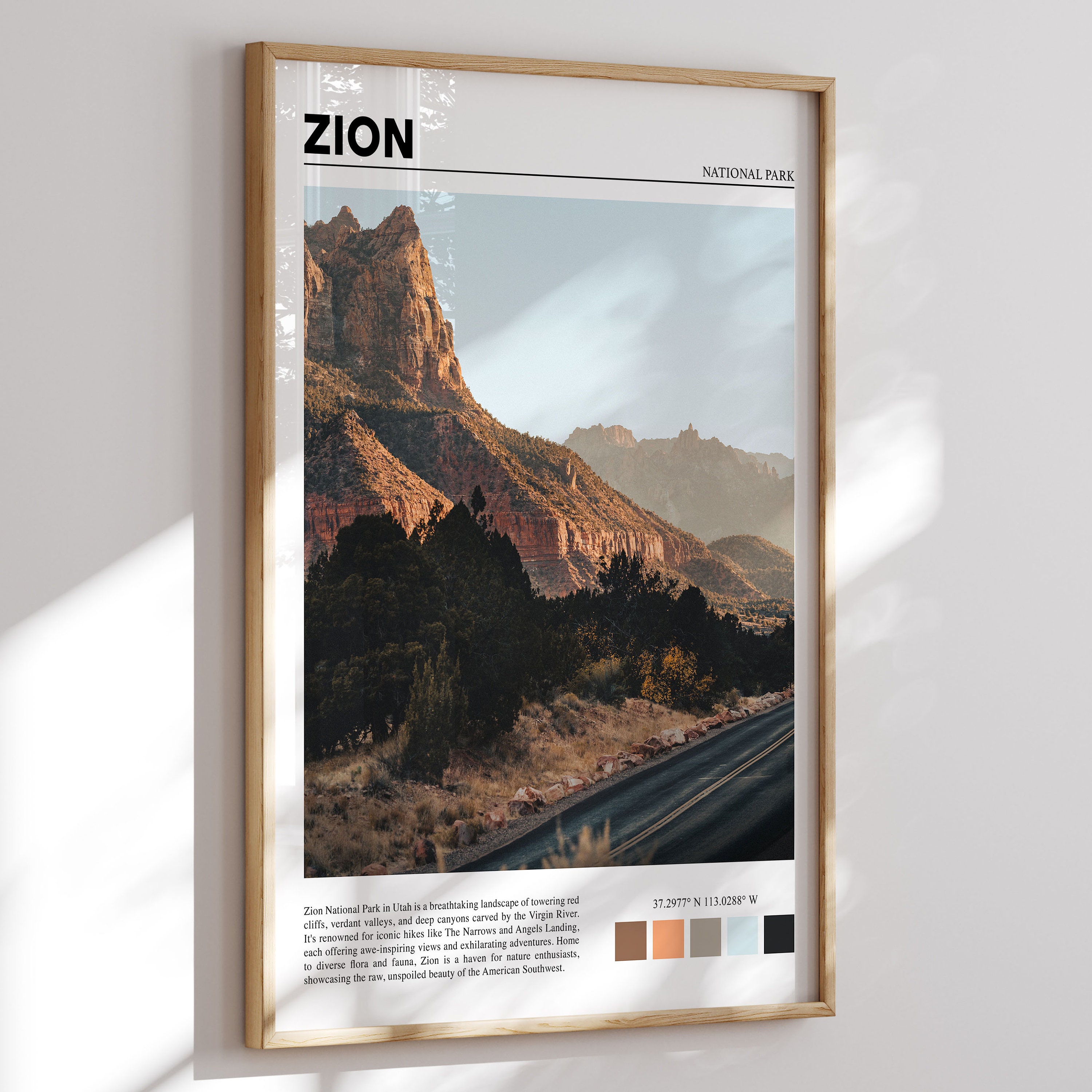 Zion National Park Poster, Zion Print, Zion Poster, Zion National Park ...