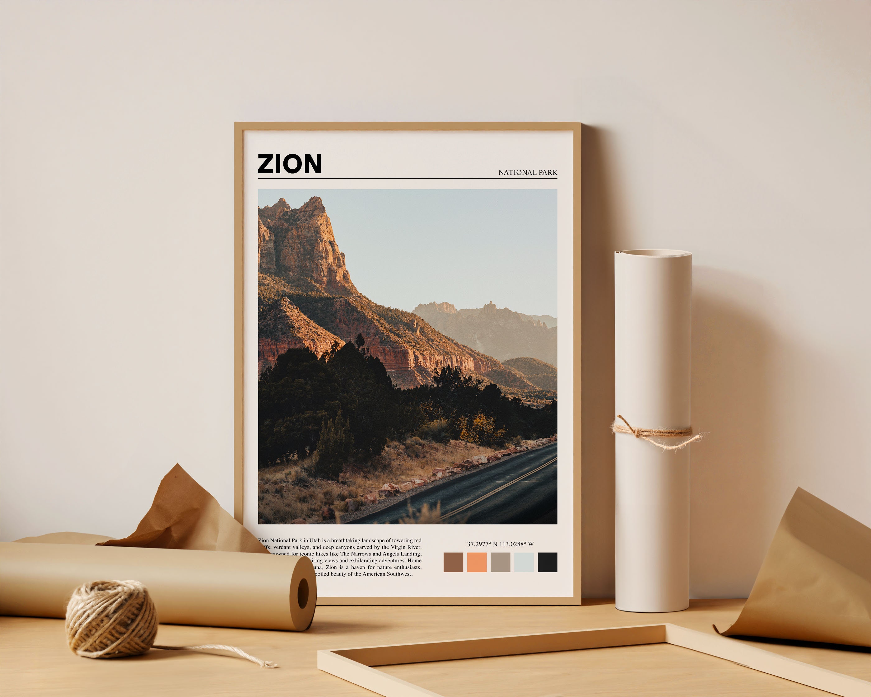 Zion National Park Poster, Zion Print, Zion Poster, Zion National Park ...