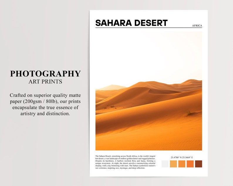 Sahara Desert Print, Sahara Desert Poster, Sahara Desert Art, Sahara ...