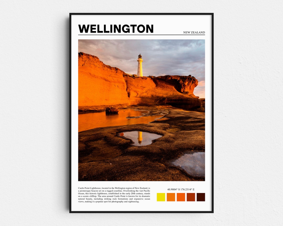 Wellington Print, Wellington Poster, Castle Point Lighthouse ...