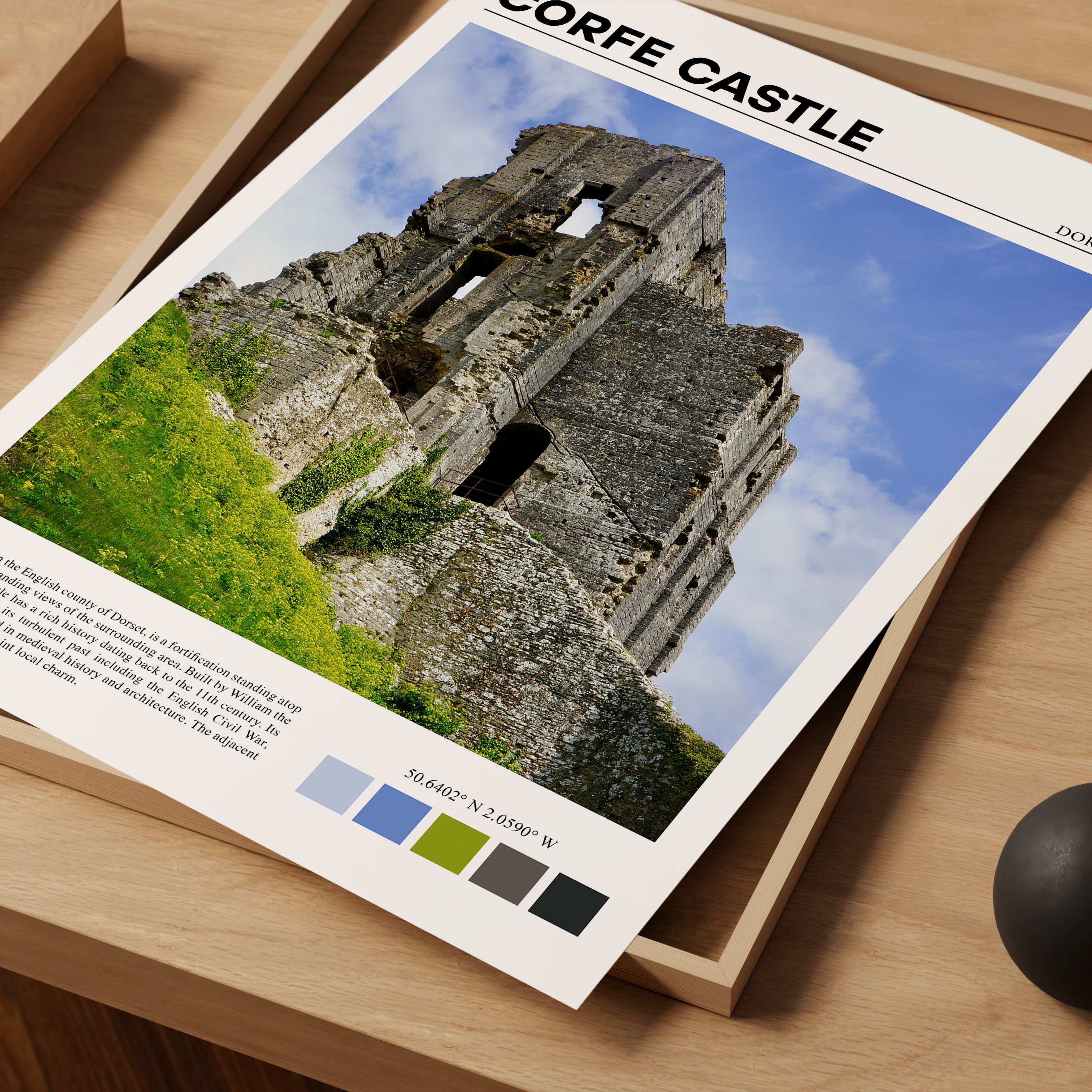 Corfe Castle Art Print, Corfe Castle Poster, Dorset, Wall Art, Corfe ...