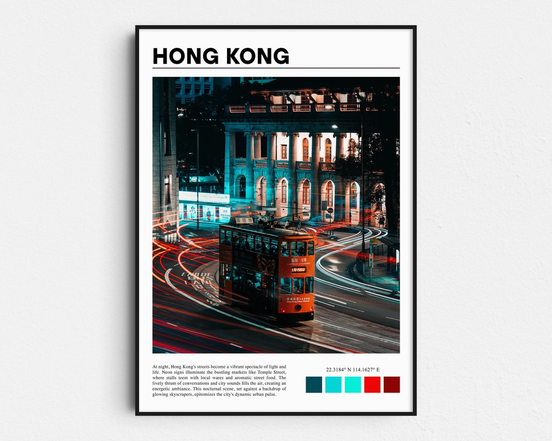 Hong Kong Print, Hong Kong Night Poster, Hong Kong Photo, Hong Kong ...