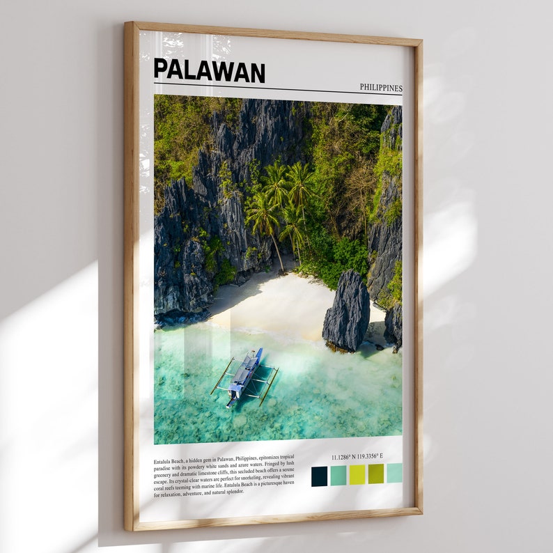 Philippines Poster, Palawan Island Travel Print, Beach Landscape Decor ...