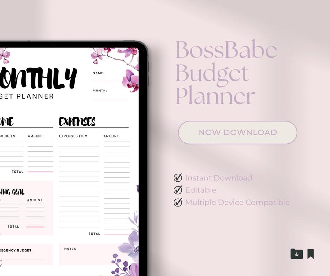 Boss Babe Monthly Budget Planner | Printable Finance Tracker | Soft ...