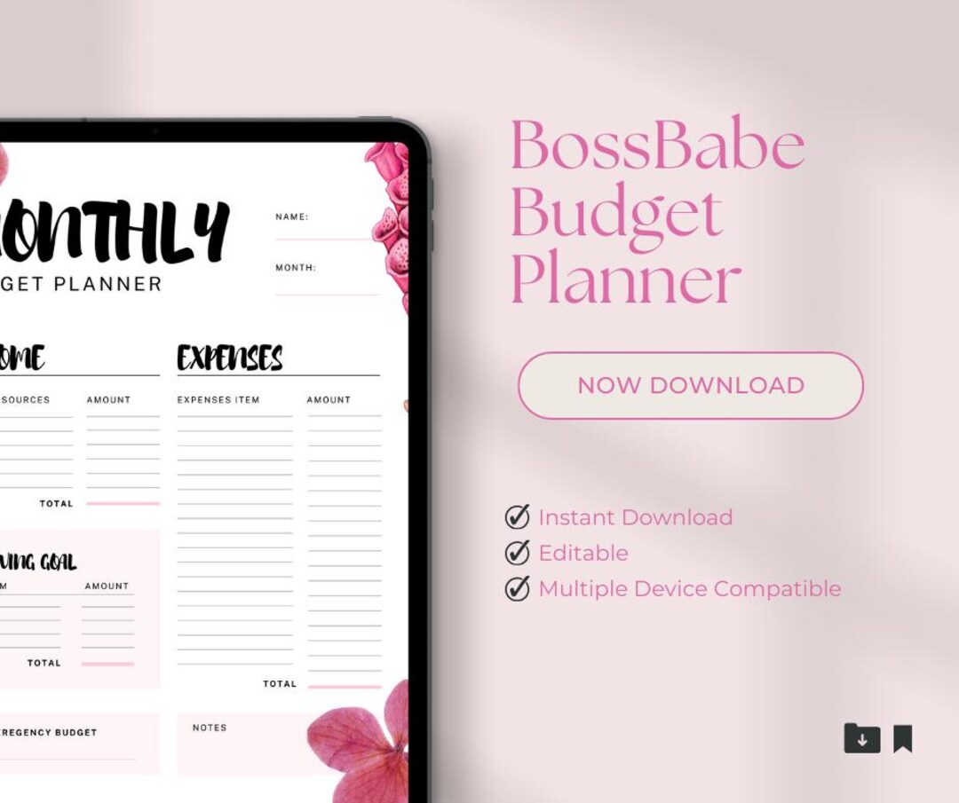 Boss Babe Monthly Budget Planner | Printable Finance Tracker | Pink ...