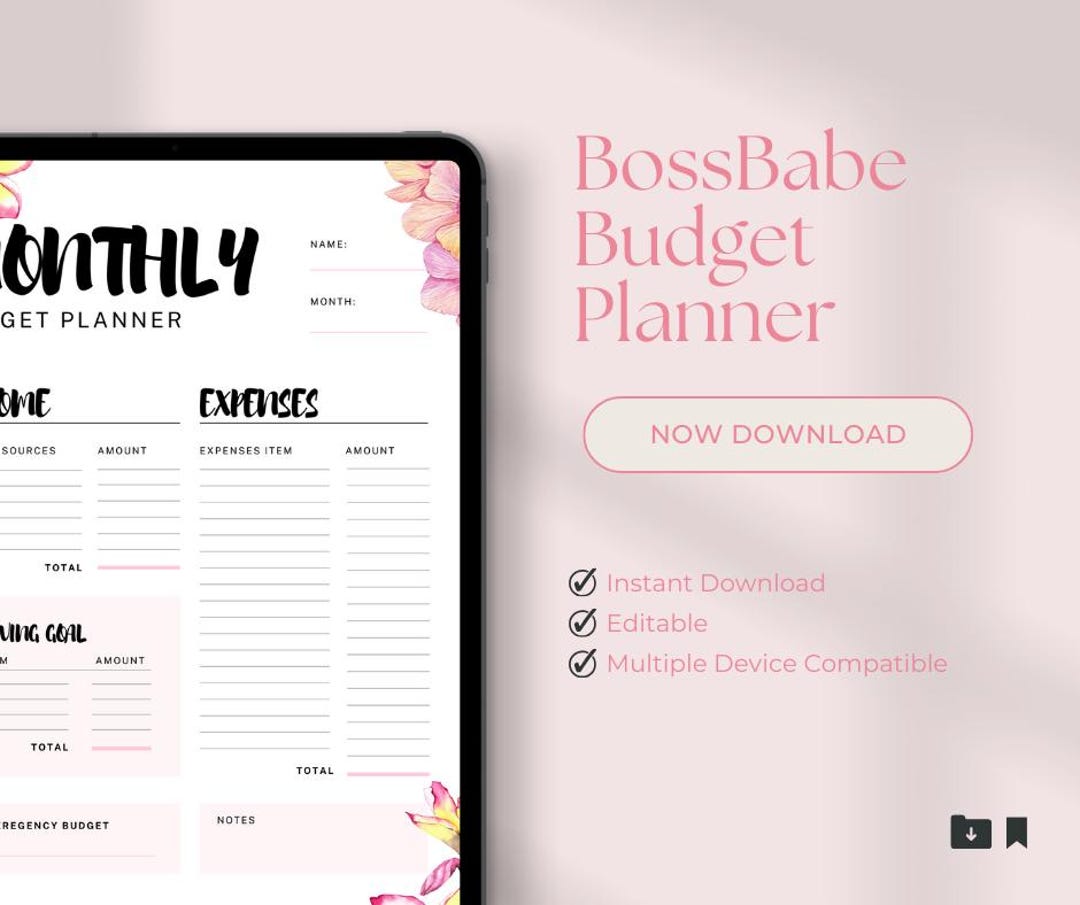 Boss Babe Monthly Budget Planner | Printable Finance Tracker | Soft ...