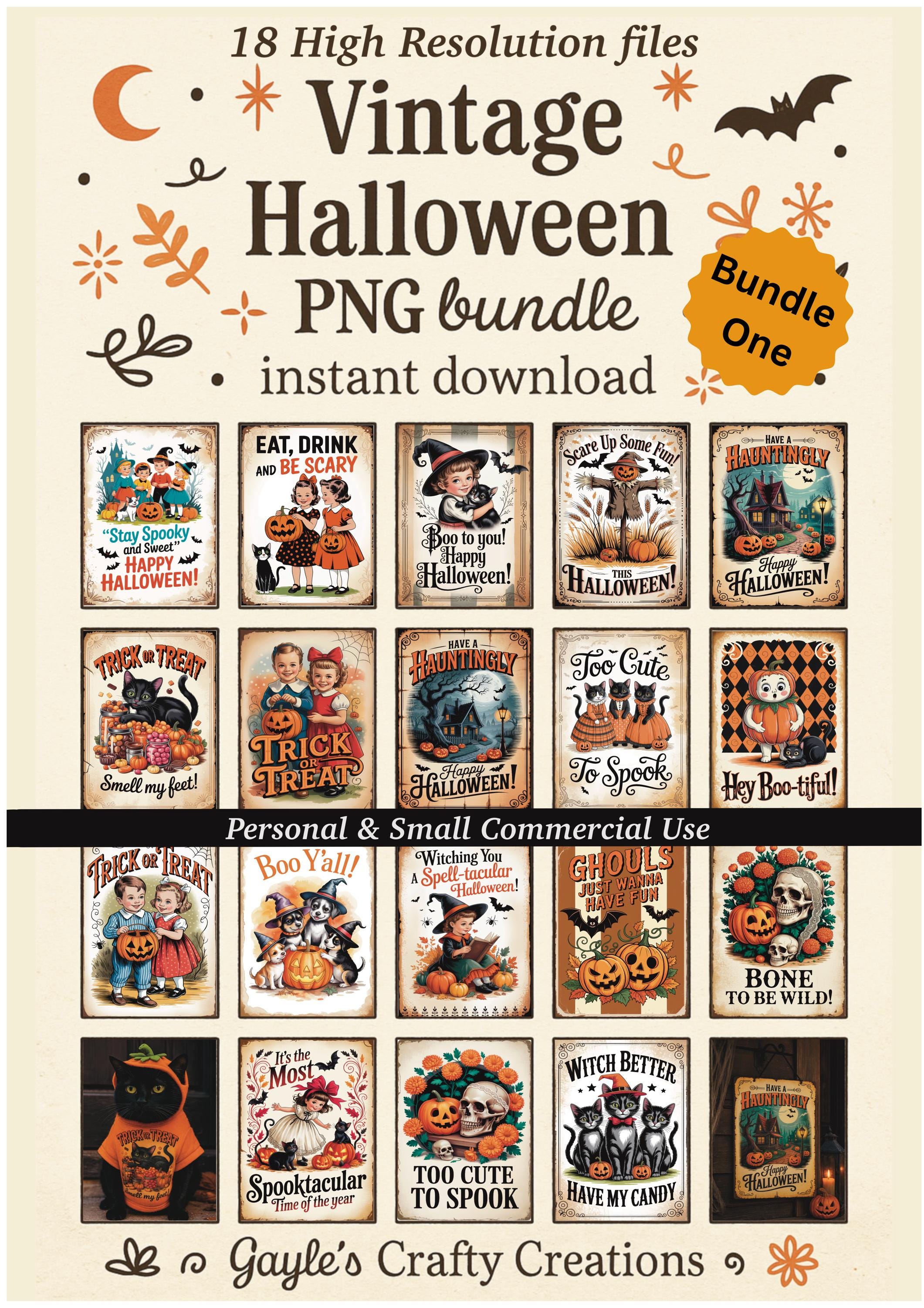 Vintage Halloween PNG Bundle One – 18 Retro Digital Files - Etsy