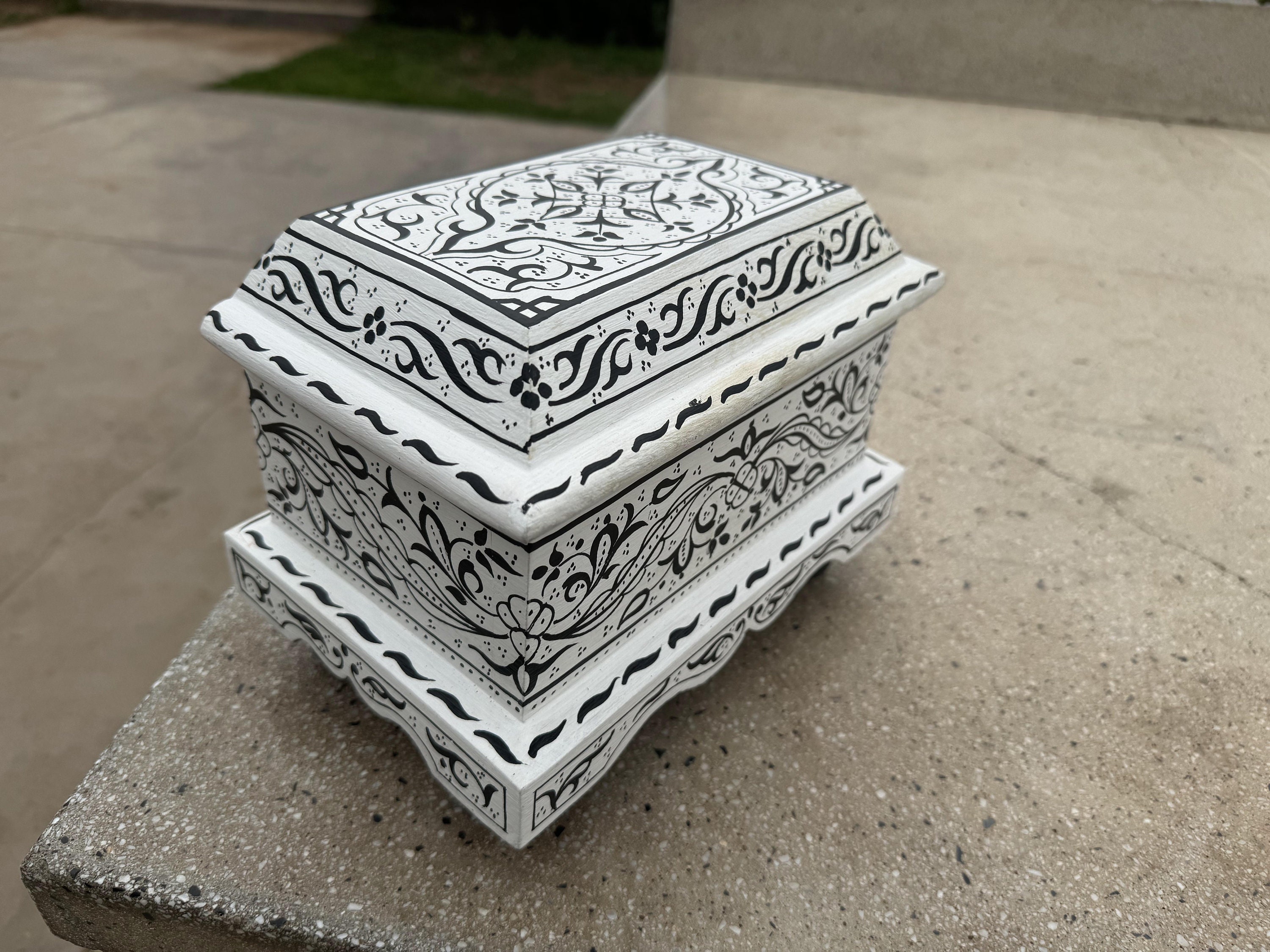 Hand-carved Moroccan Chest-hand Painted Chest-intricate Wood Carving ...