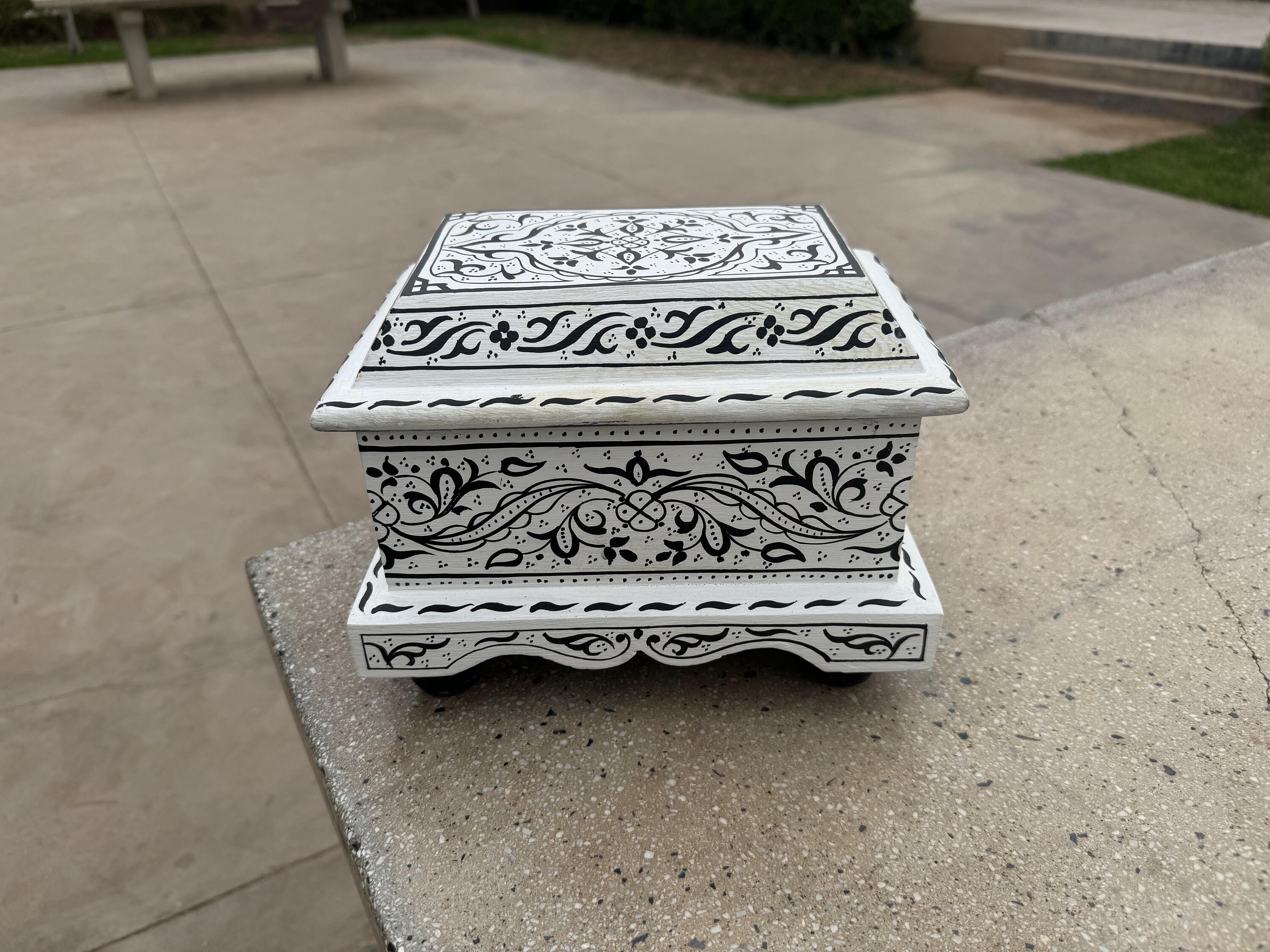 Hand-carved Moroccan Chest-hand Painted Chest-intricate Wood Carving ...
