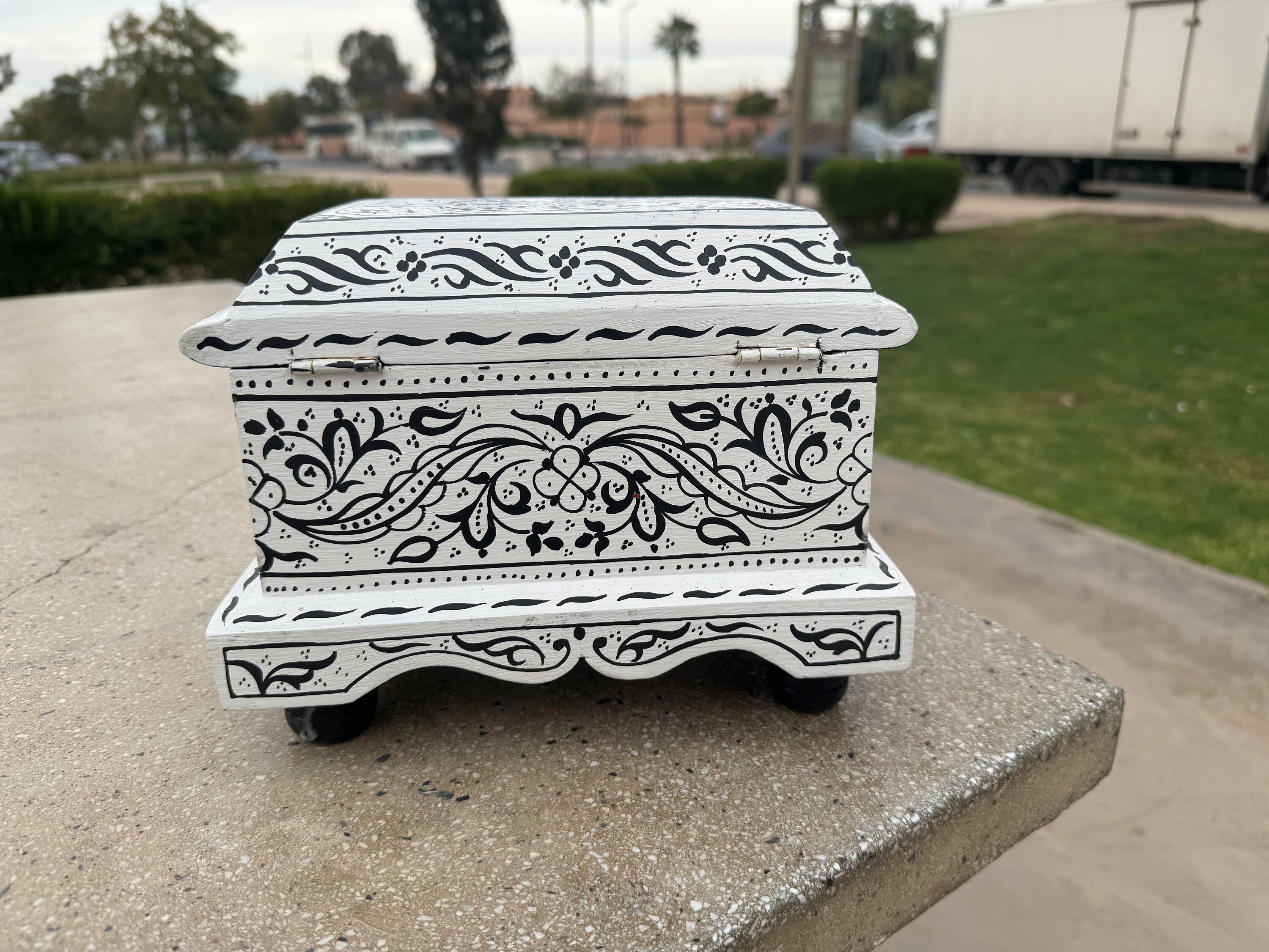 Hand-carved Moroccan Chest-hand Painted Chest-intricate Wood Carving ...