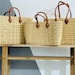 Handmade Large Straw French Baskets With Leather Straps, Straw Basket ...