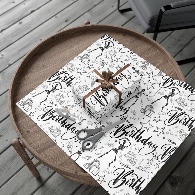 Skeleton Dance Wrapping Paper Gothic Gift Wrap for Spooky Occasions ...