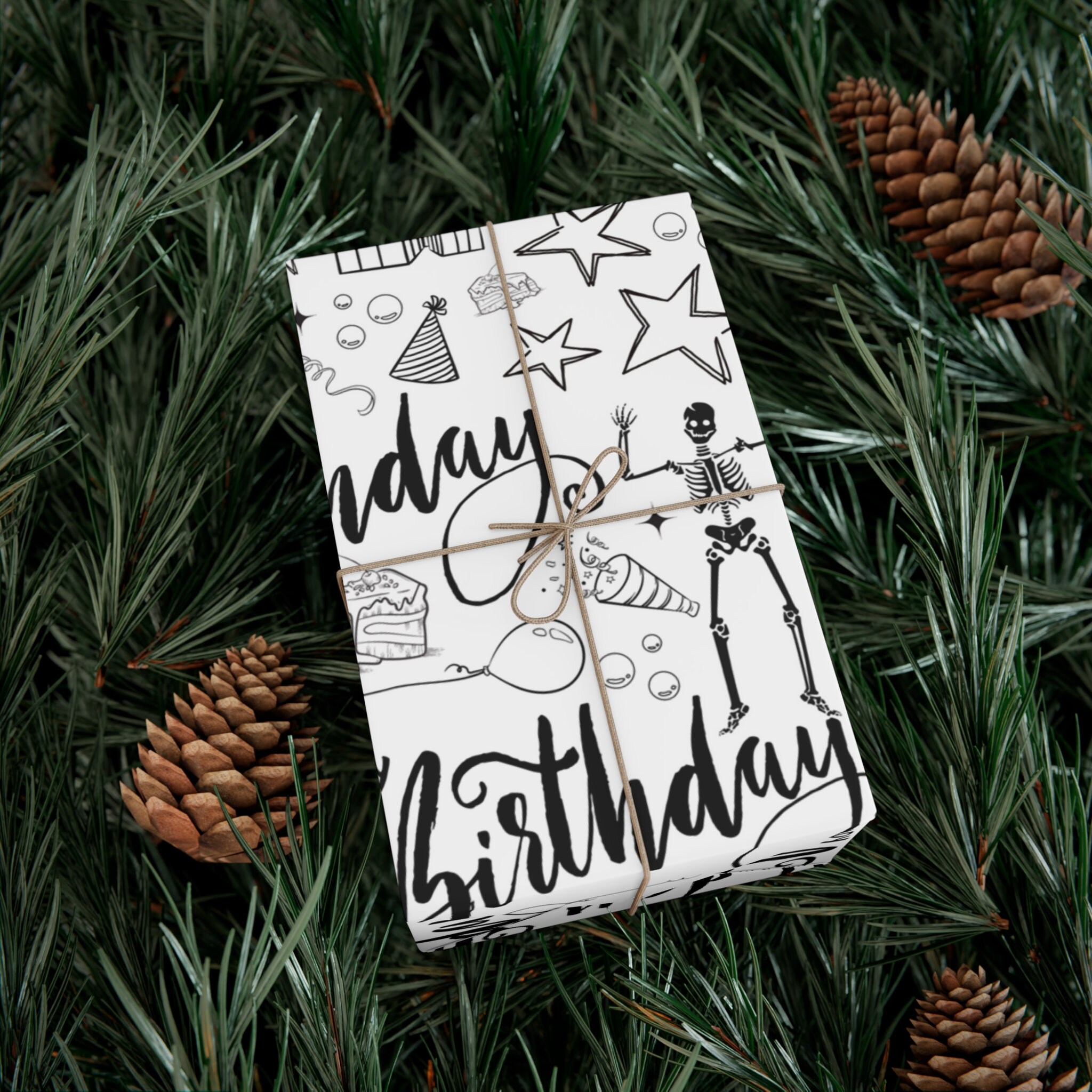 Skeleton Dance Wrapping Paper Gothic Gift Wrap for Spooky Occasions ...