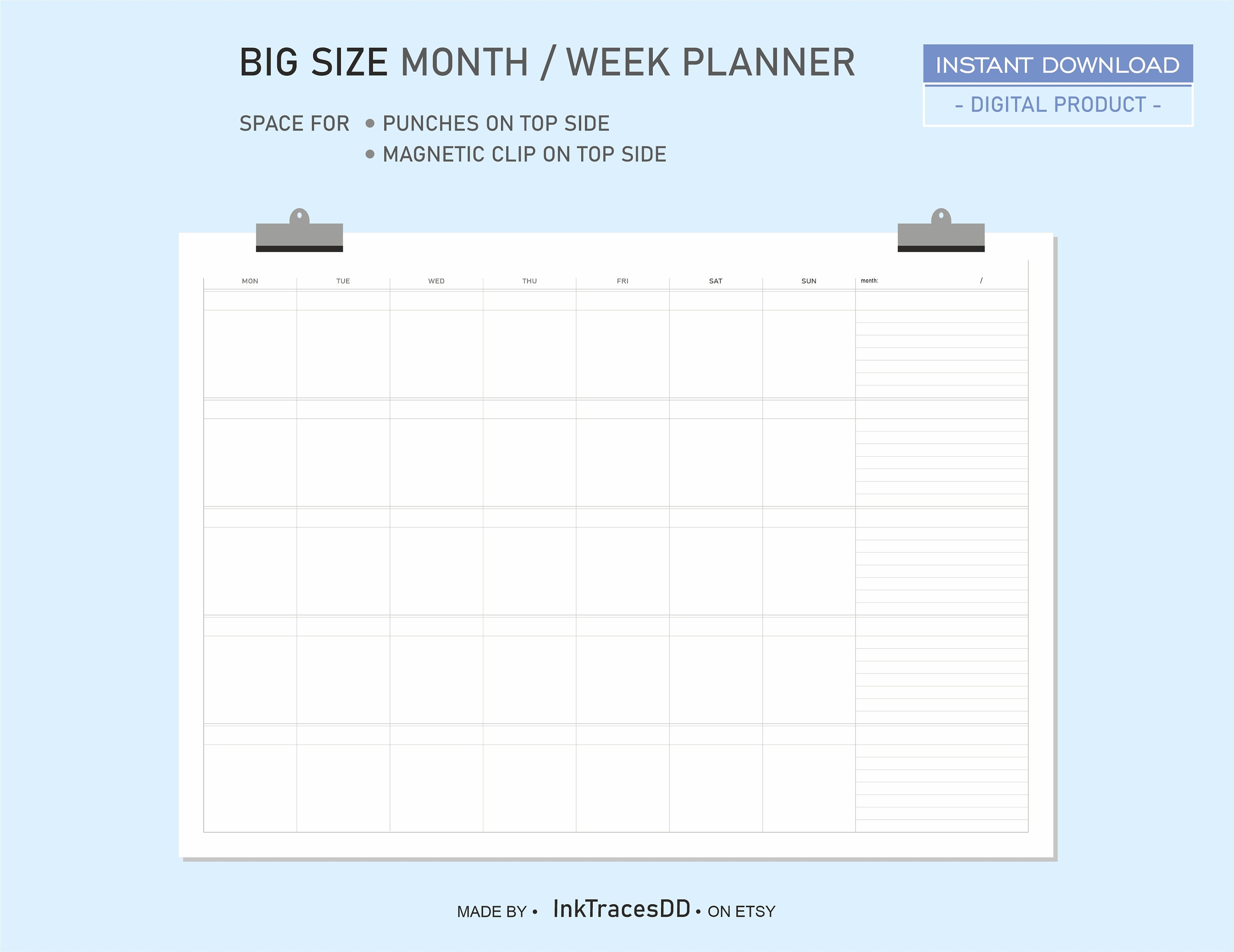 Printable Month Week Planner Minimalist Design Planner Week - Etsy