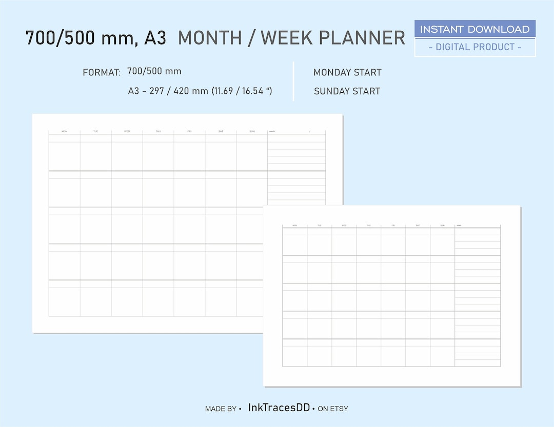 Printable Month Week Planner Minimalist Design Planner Week - Etsy