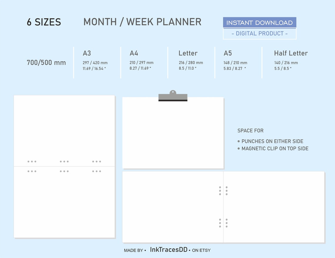 Printable Month Week Planner Minimalist Design Planner Week Instant ...