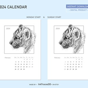 2024 Year Calendar Printable 12 Month Art Calendar 2024 Minimalist ...