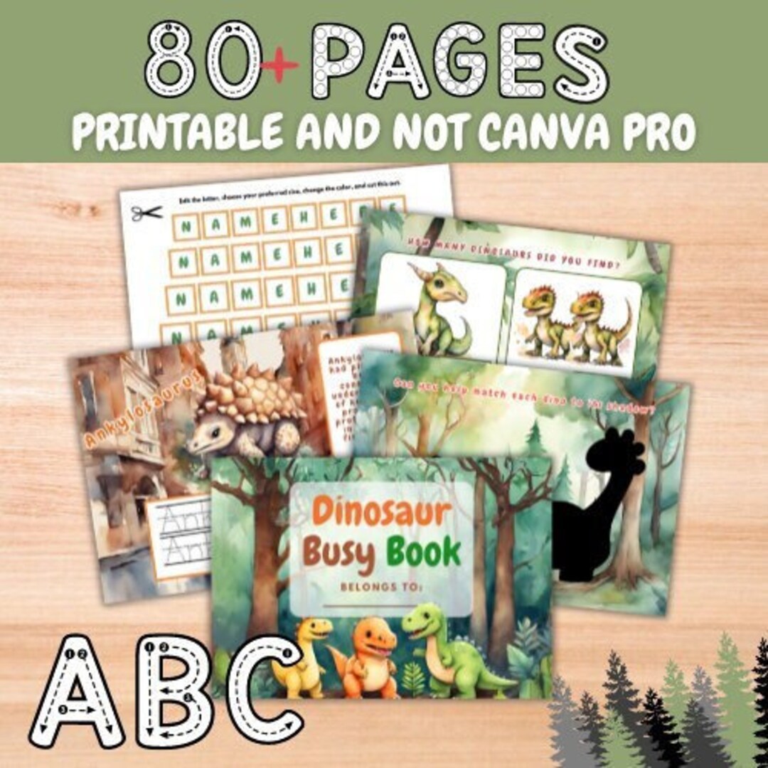 Dinosaur Toddler Busy Book Printable Preschool Activities Homeschool ...