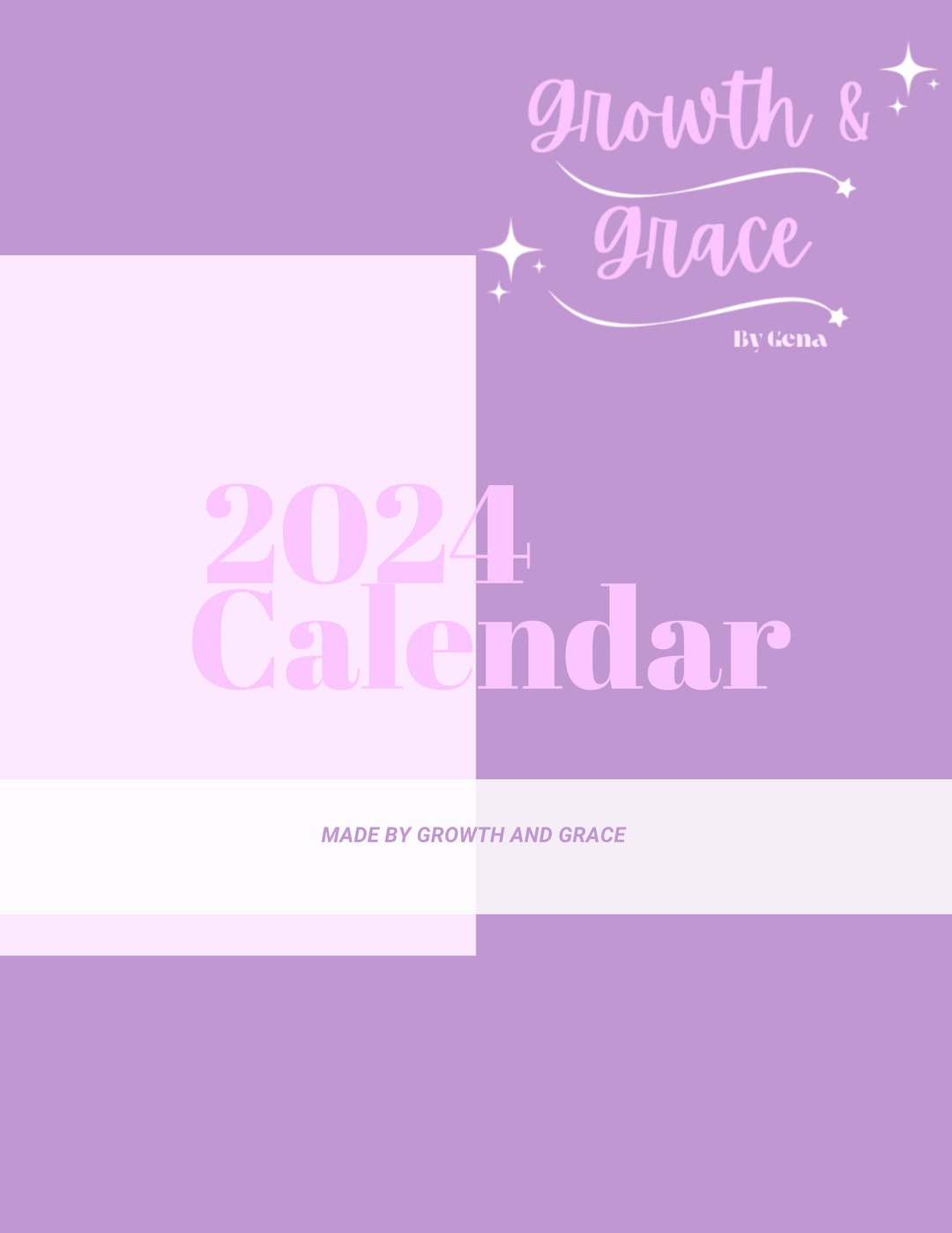 2024 Calendar in Pastle Pinks and Purple - Etsy