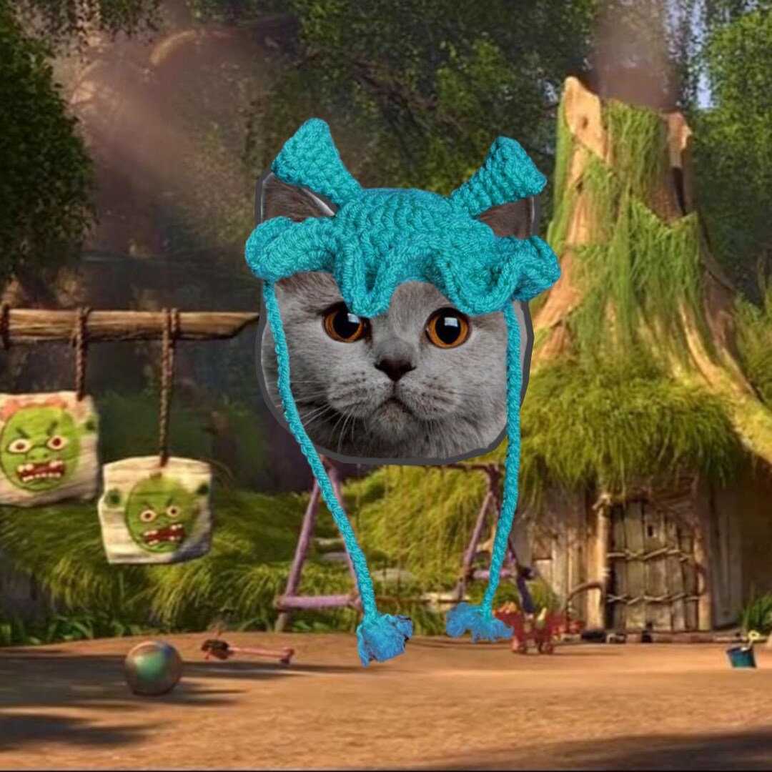 Light Green Shrek Hat for Cats, Ogre Hat, Funny and Cute Cat Hat ...