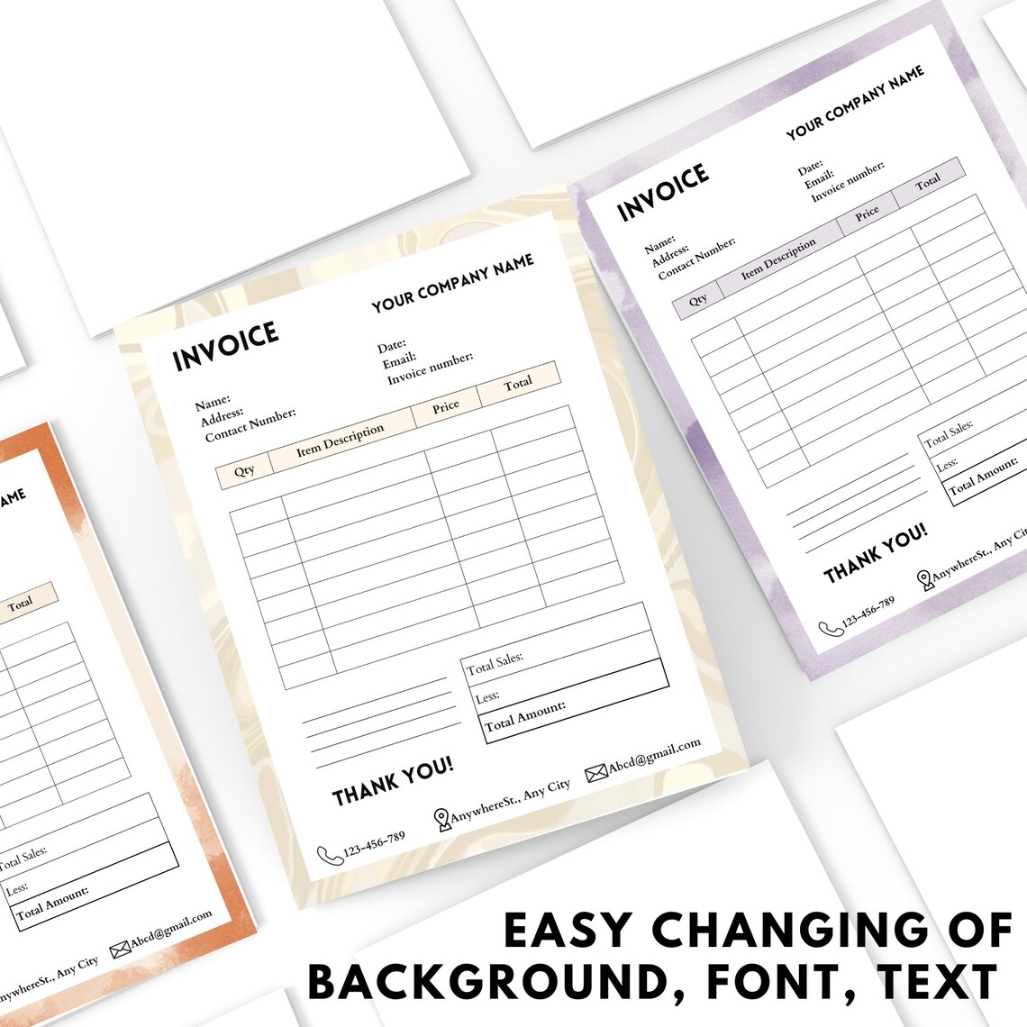 Invoice Template, Modern Invoice, Small Business Custom Order Form ...