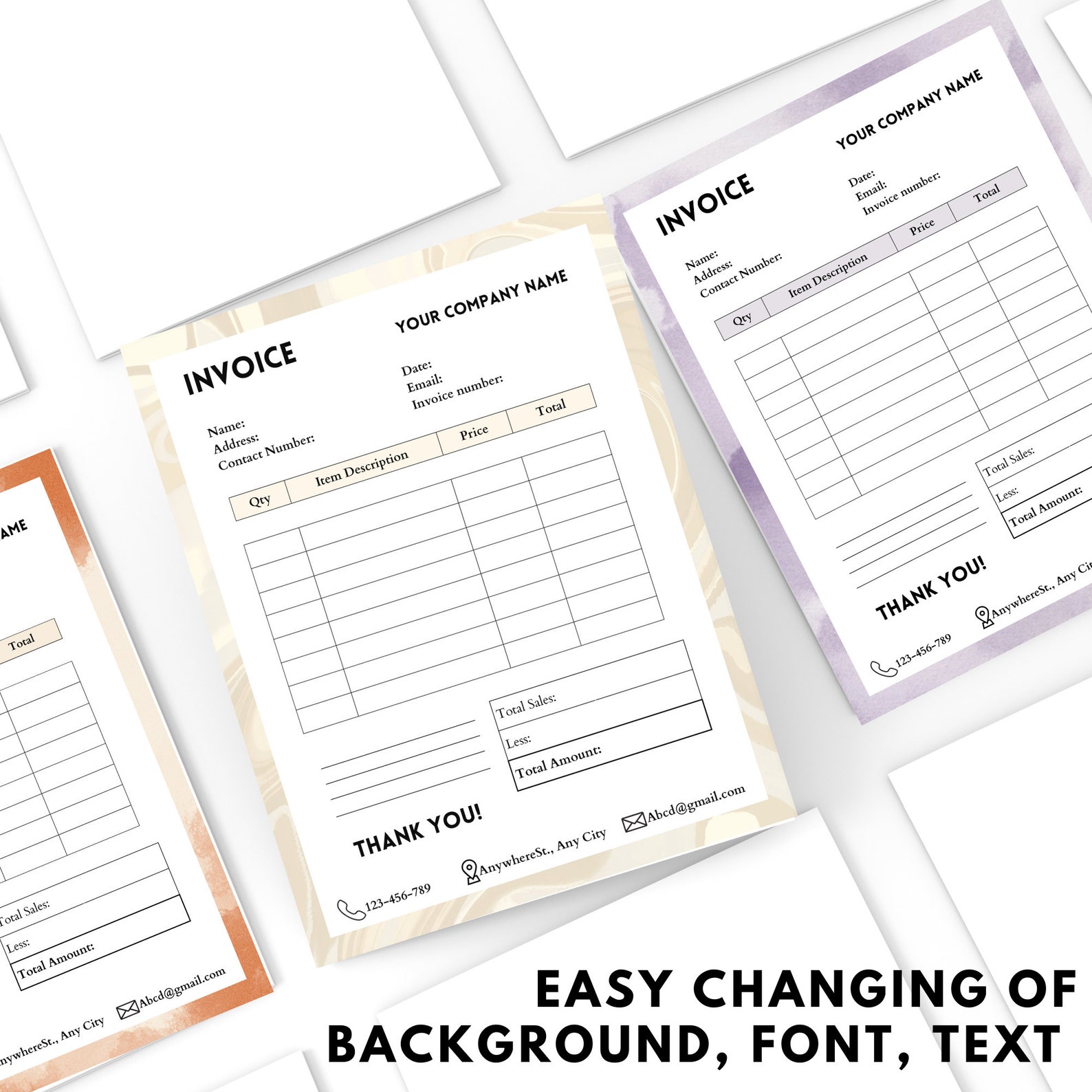 Invoice Template, Modern Invoice, Small Business Custom Order Form ...