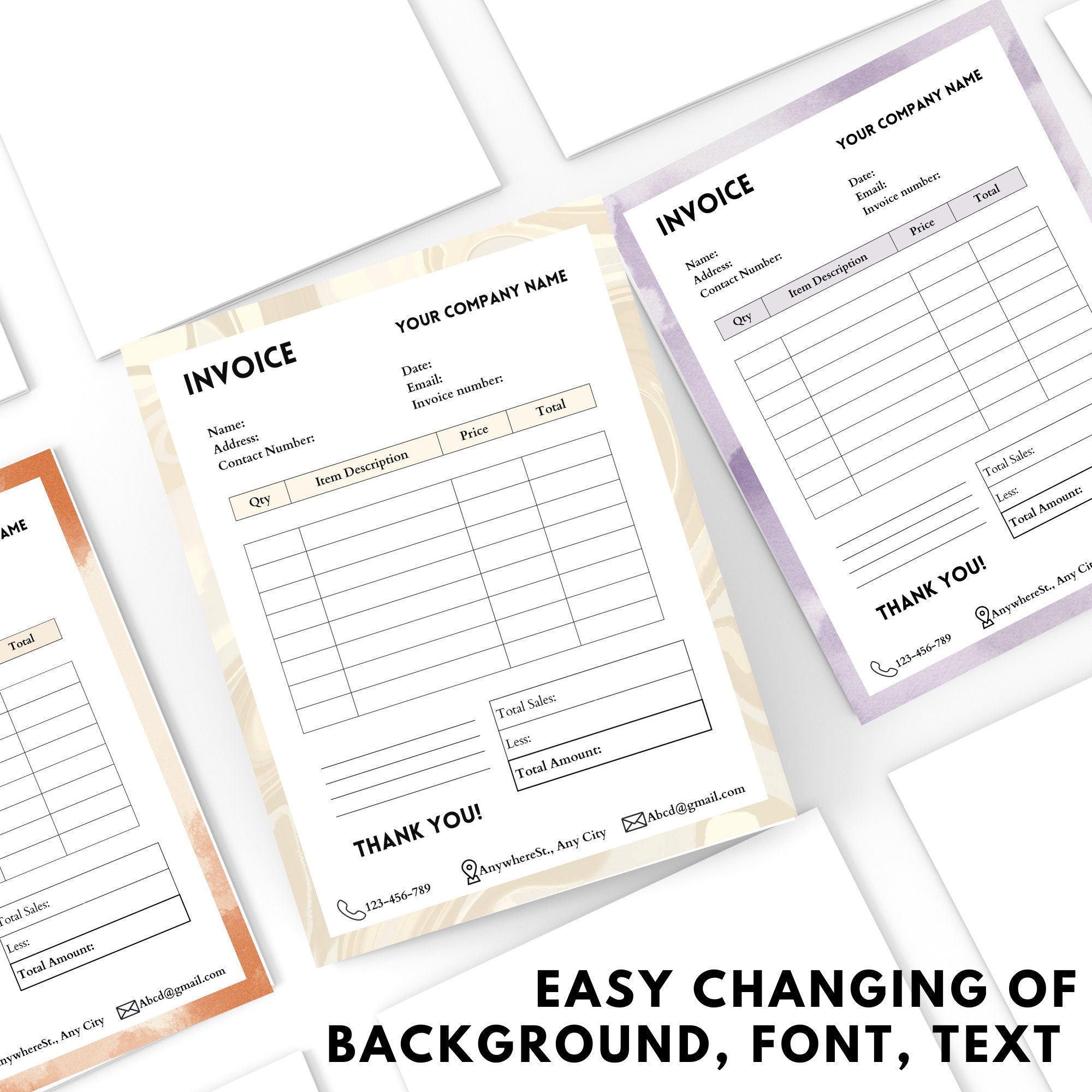 Plantilla de factura, factura moderna, formulario de pedido ...