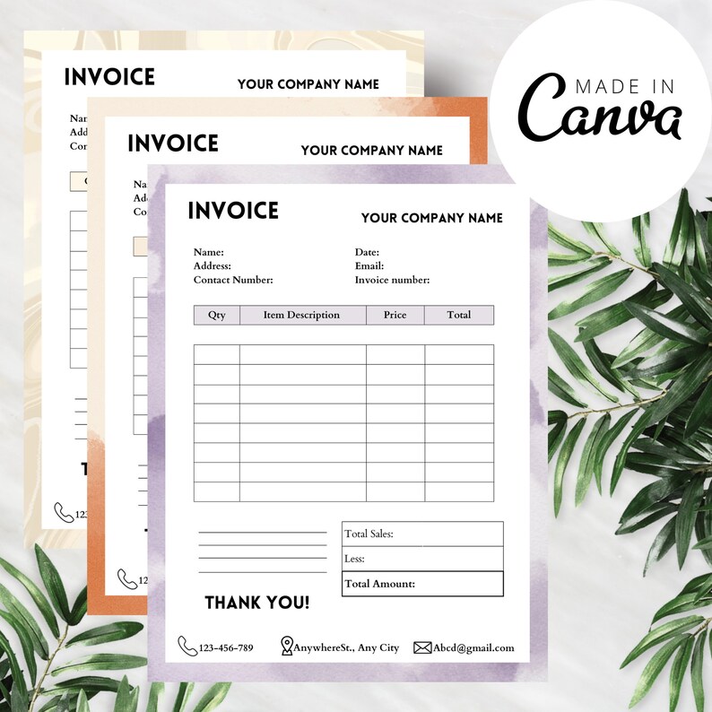 Invoice Template, Modern Invoice, Small Business Custom Order Form ...