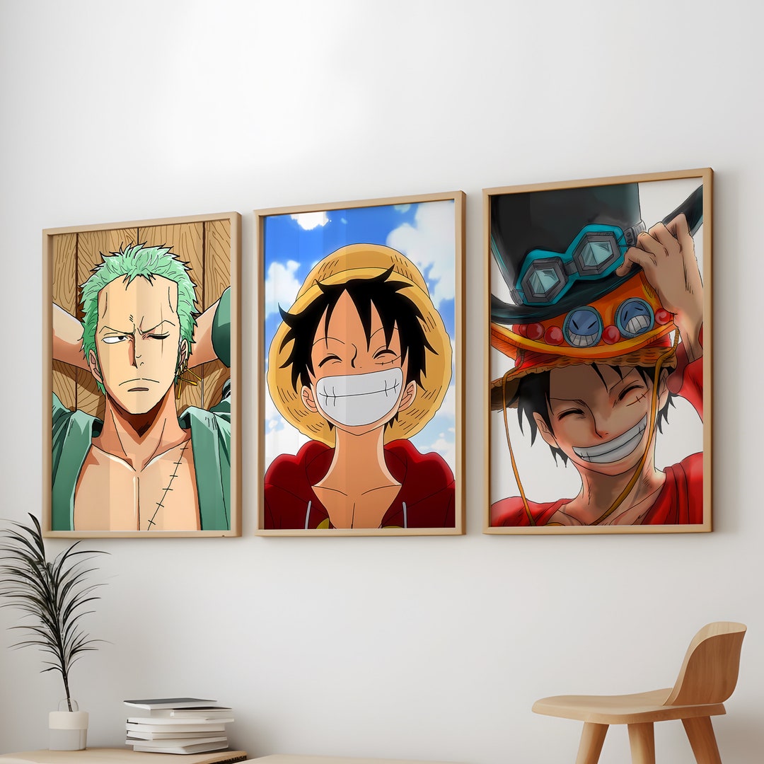 One Piece Posters 3 Pack, One Piece Anime Art Anime Wall Print Painting ...