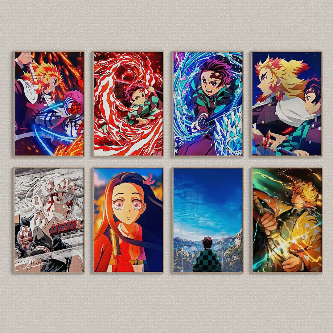 Buy Demon Slayer Posters 8 Pack, Demon Slayer Anime Piece Set 8 Art ...