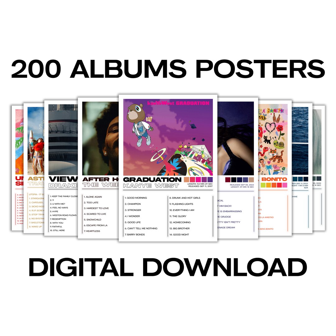 Album Poster 200 Pack, Album Poster Wall Album Cover Print Painting ...