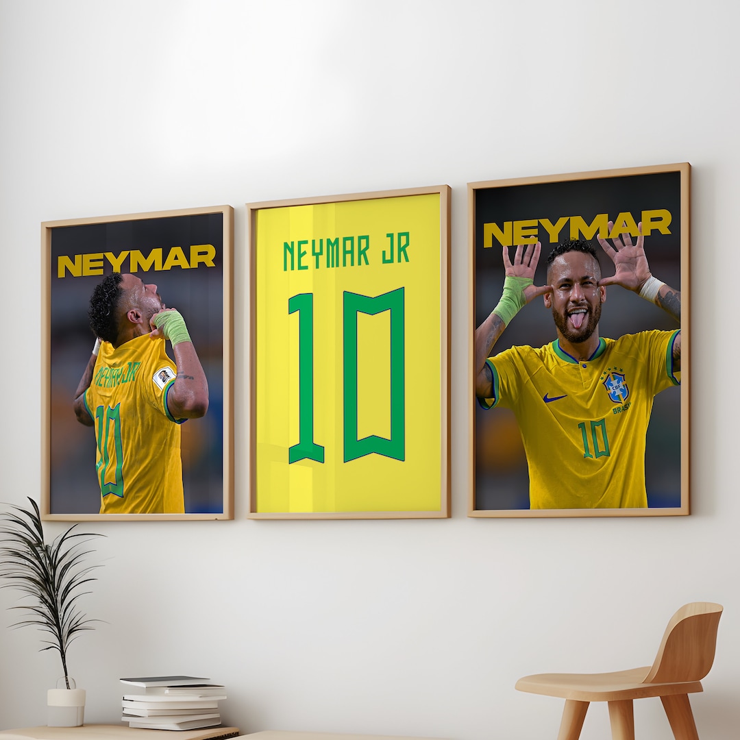 Neymar Posters 3 Pack, Neymar Brazil Art Soccer Wall Print Painting ...