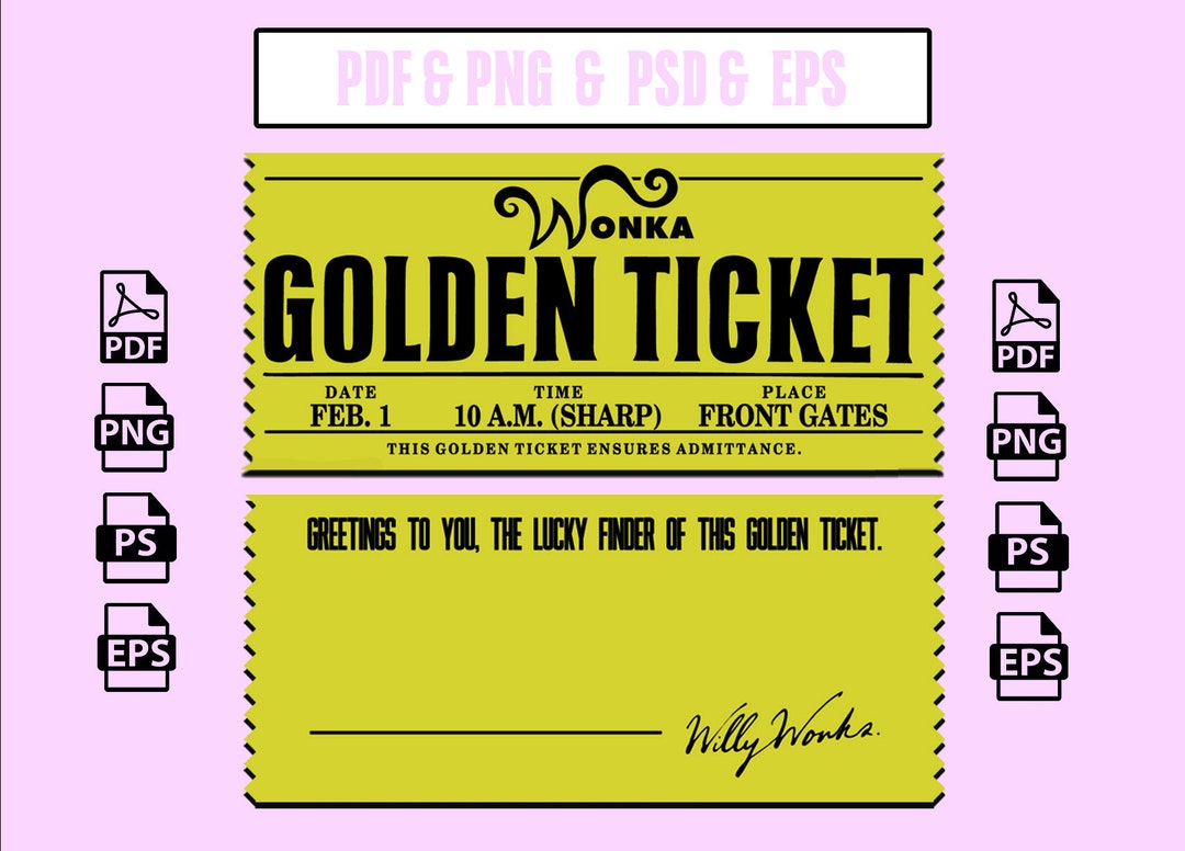 Golden Ticket Willy Wonka SVG Willy Wonka Golden Ticket - Etsy UK