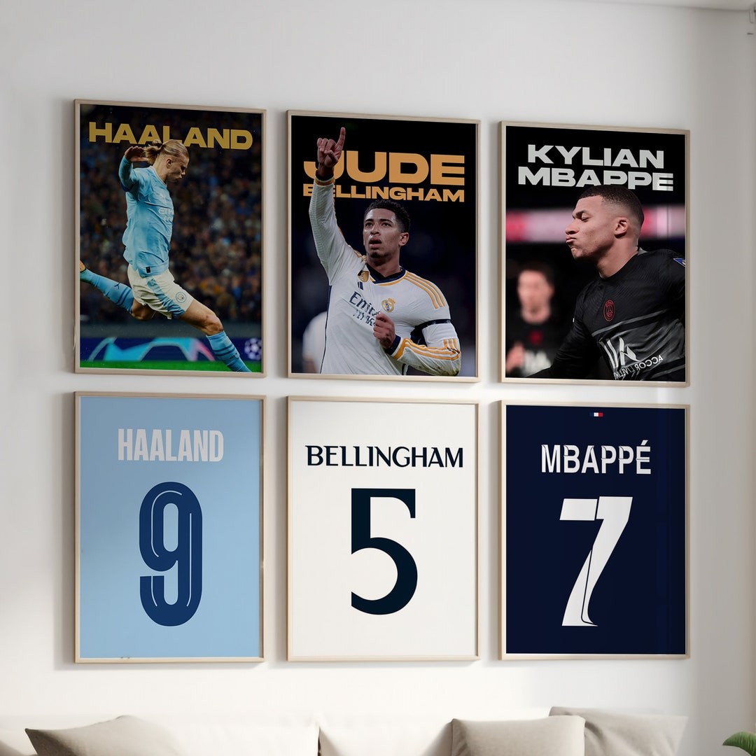 Mbappe, Bellingham and Haaland Posters 6 Pack, Mbappe, Bellingham and ...