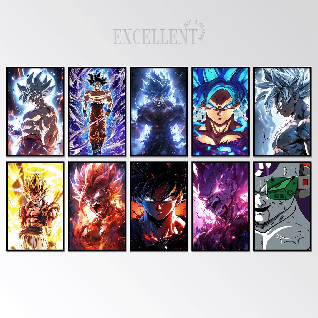 DBZ Posters 10 Pack, DB Piece Set Manga Art Anime Wall Print Minimalist ...