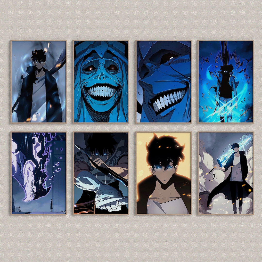 Solo Leveling Posters 8 Pack, Solo Leveling Anime Art Anime Wall Print ...