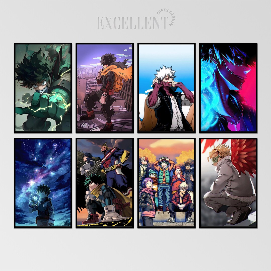 My Hero Academia Posters 8 Pack, Boku No Hero Piece Set Art Anime Print ...